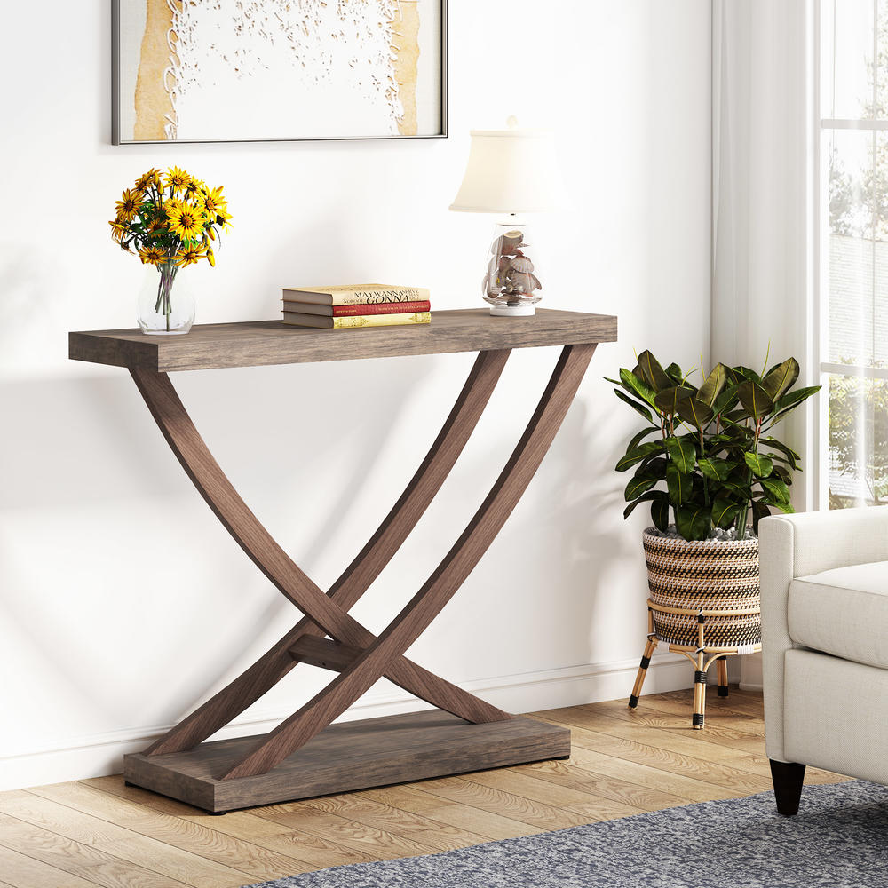 Tribesigns 35 inch Console Table, Industrial Rustic Entryway Table for ...