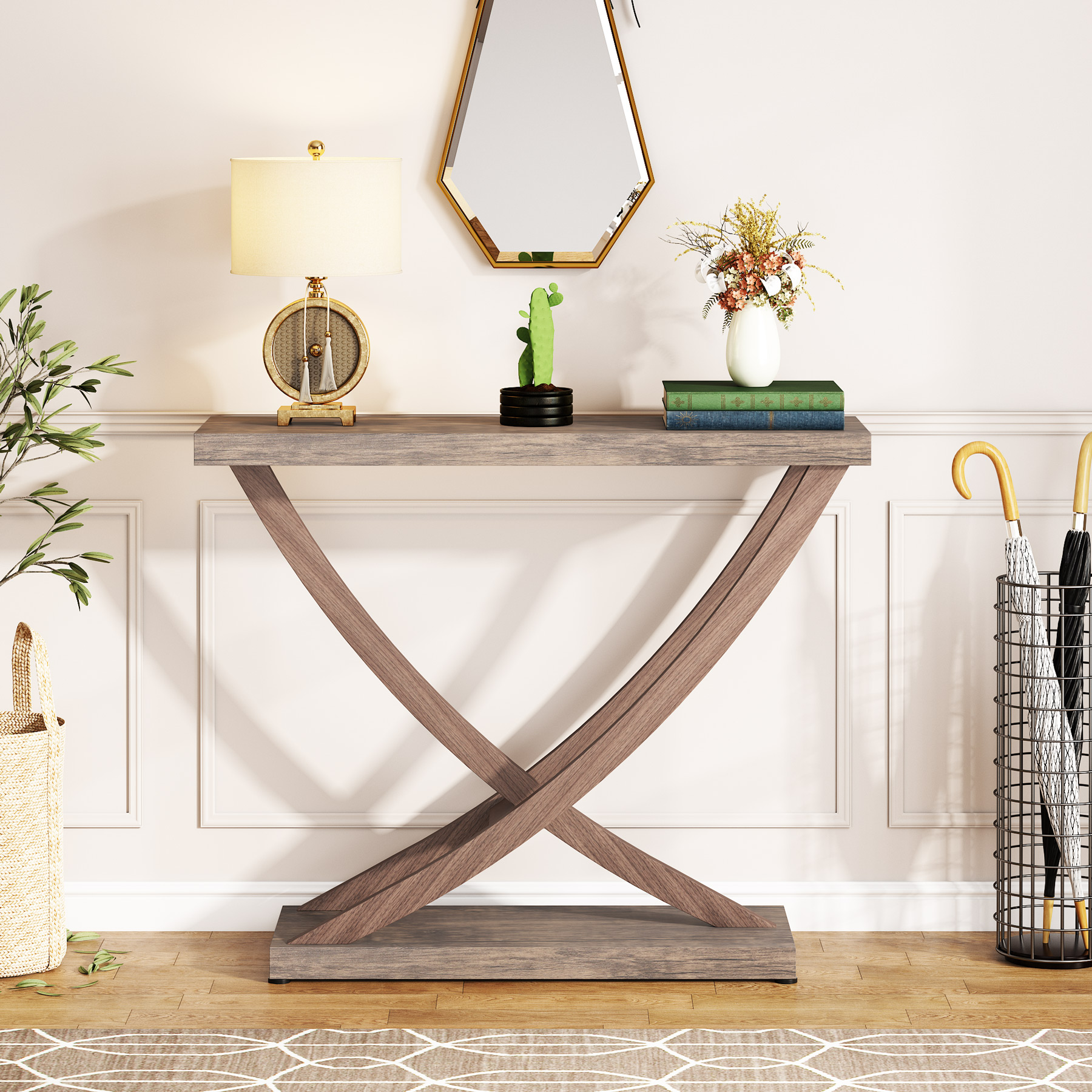 TribeSigns Tribesigns 35 inch Console Table, Industrial Rustic Entryway ...