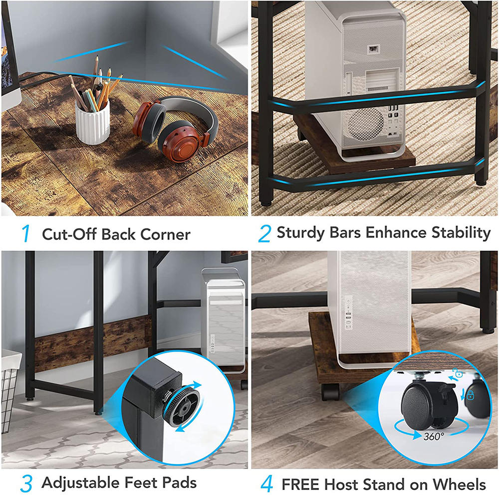 Tribesigns Modern L Shaped Desk with Lift Top
