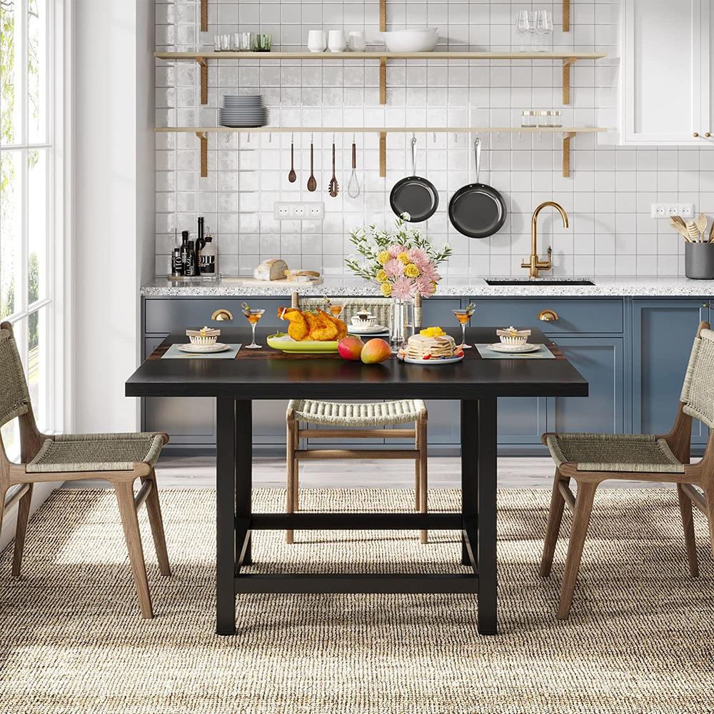 Tribesigns Rustic Square Dining Table for 4 People