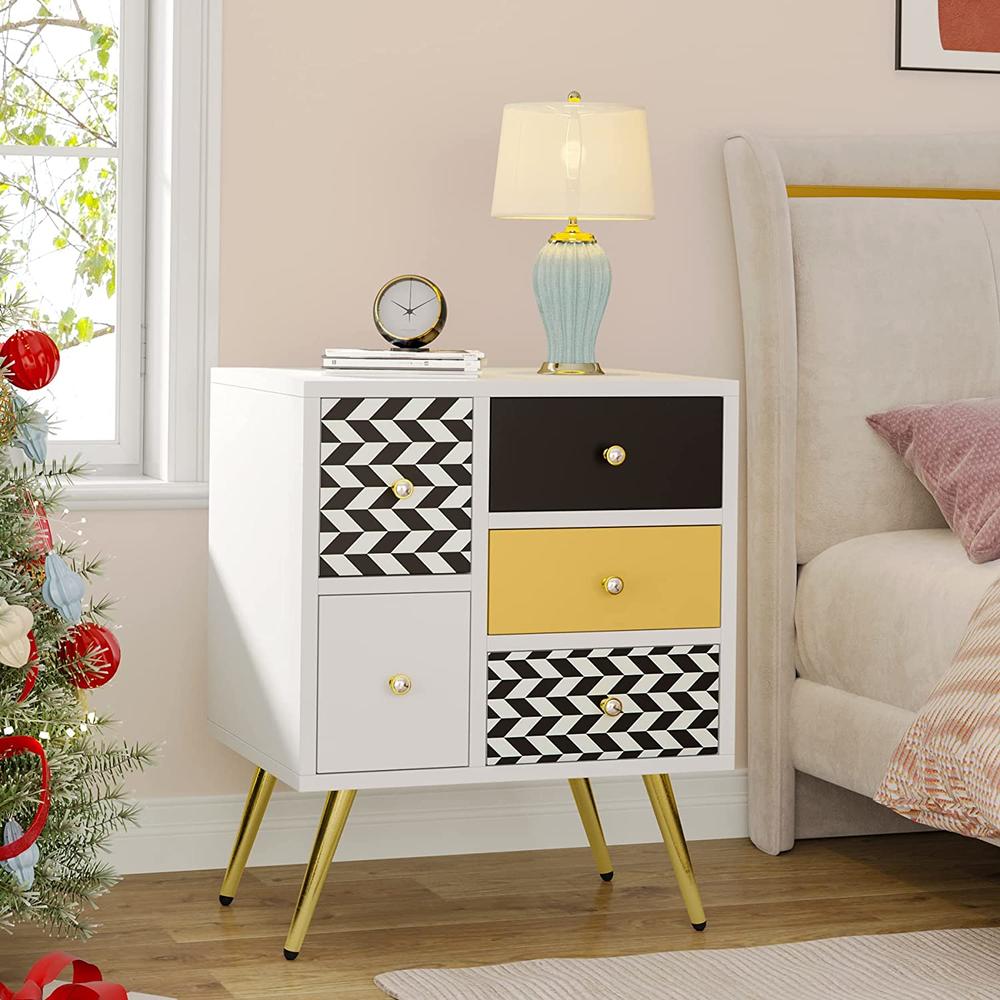 TribeSigns Tribesigns Modern Colorful Nightstand, Wood Nightstands with ...