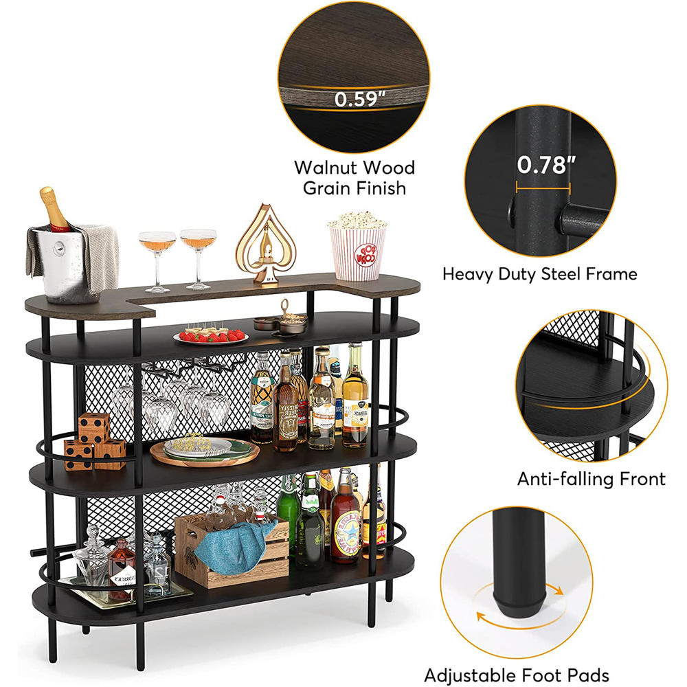 Tribesigns Bar Unit for Liquor, 4 Tier Bar Table with Storage Shelves ...