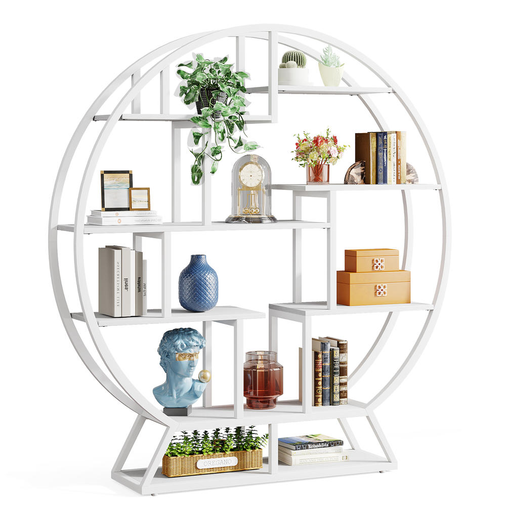Tribesigns Bookshelf, Round Bookshelves Etagere Bookcase, 63 Inch ...