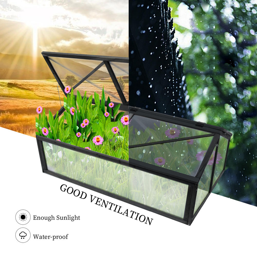 BIGTREE Garden Portable Wooden Greenhouse Cold Frame, Planter Box ...