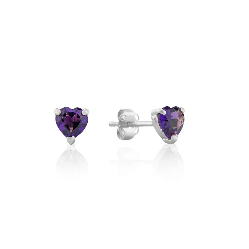 MAX + STONE 14K Gold 3 Prong Set Heart Shape Gemstone Stud Earrings