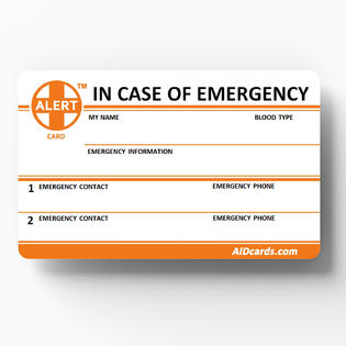 AID Card Inc. In Case of Emergency - BLANK Alert Card
