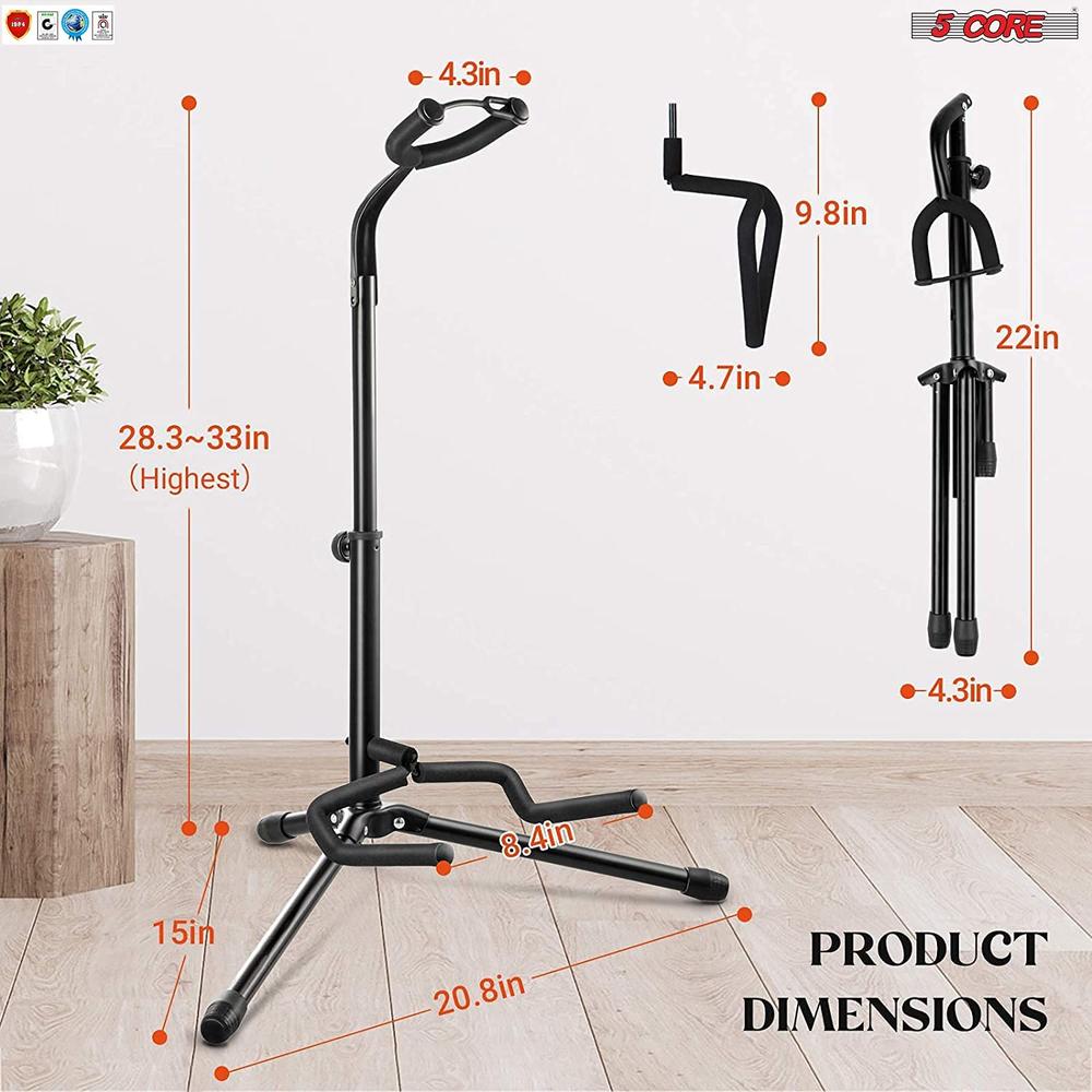 5 Core Metal Guitar Stand Heavy Duty for Acoustic Classic Electric ...