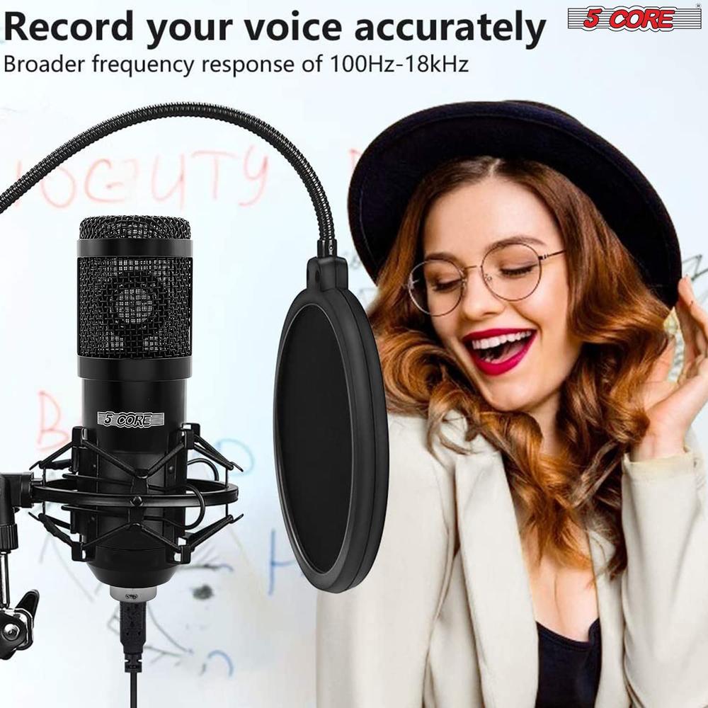 5 Core Pro Audio Condenser Recording Microphone Set Podcast Gaming ...