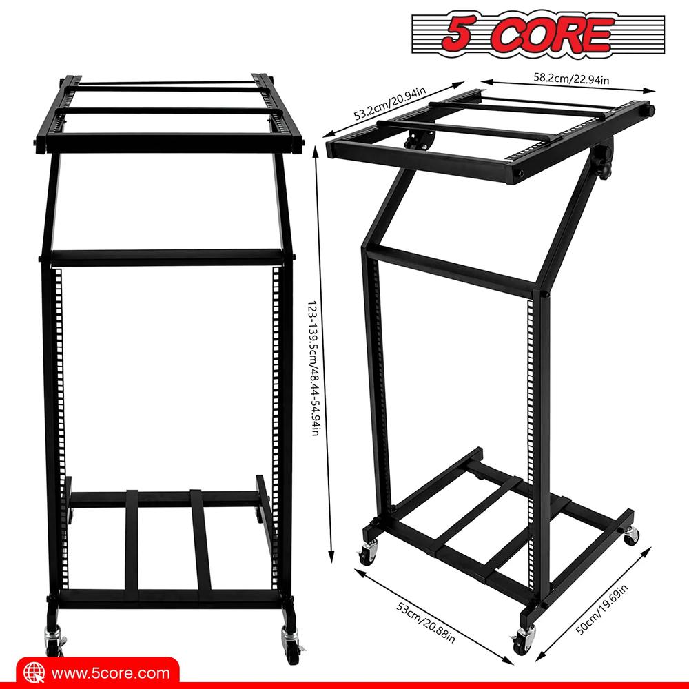 5 Core Portable Mixer Stand Adjustable Rack Mount Rolling Stage Cart ...