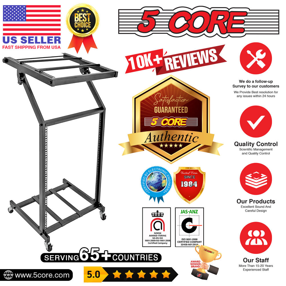 5 Core Portable Mixer Stand Adjustable Rack Mount Rolling Stage Cart ...