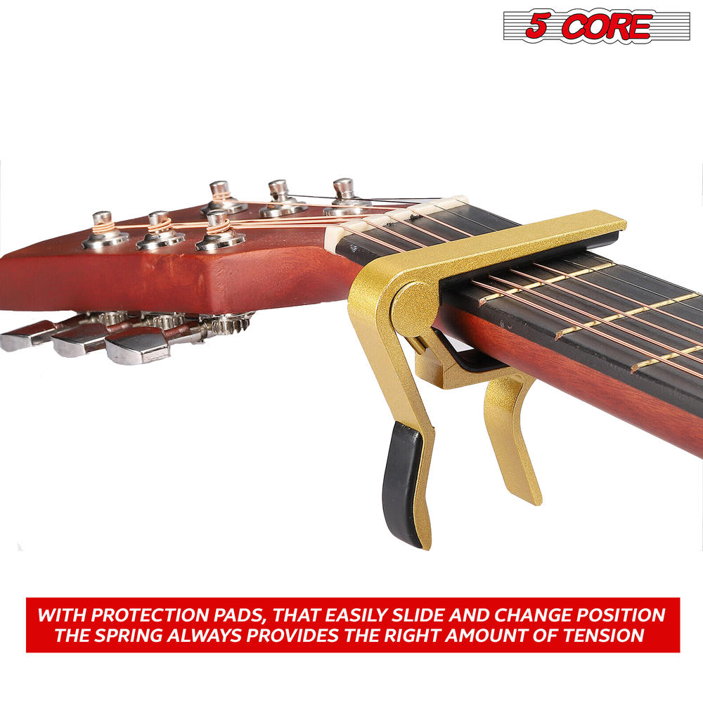 5 Core Guitar Capo Gold| Premium Aluminum Capo for Guitars, Ukulele ...