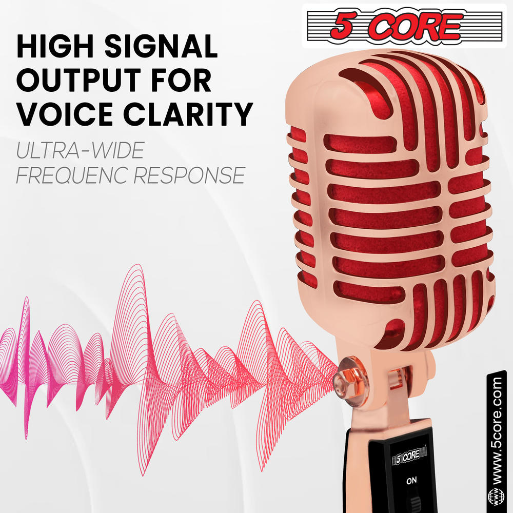 5 Core Microphone Classic Retro Style Dynamic Vocal Mic Copper 1 Piece ...