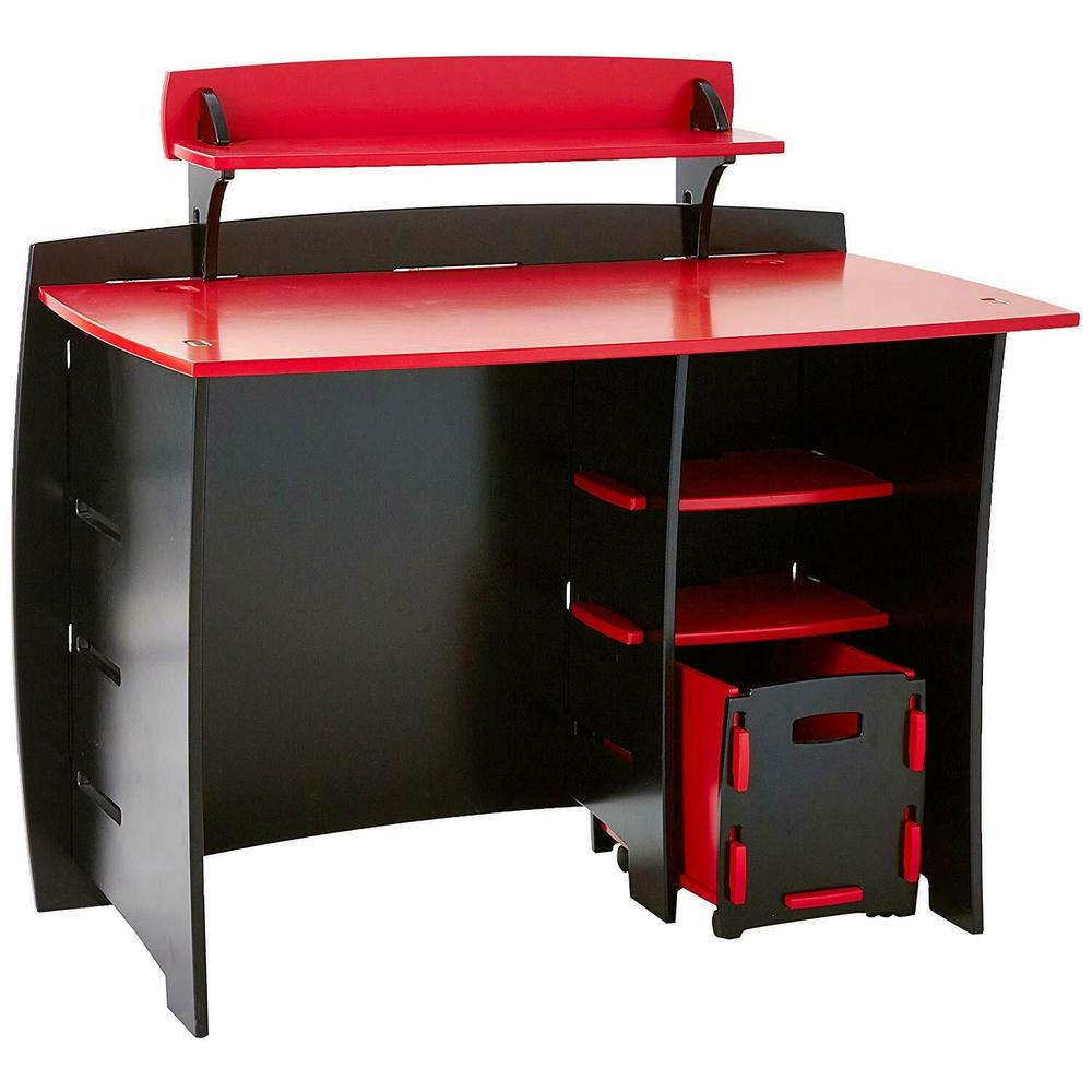 Legare Furniture Kids' Complete Desk System Set, Red/Black, 43"x39"x27"