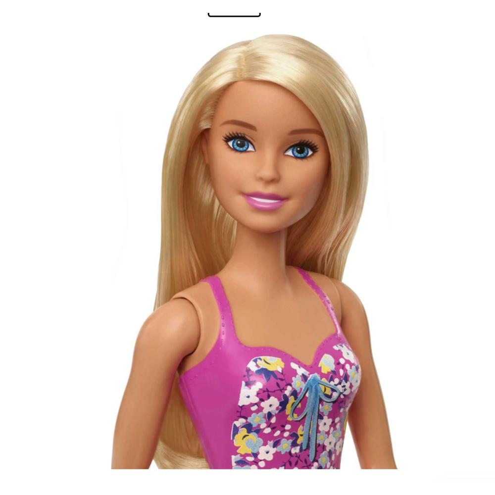 Mattel Barbie Swimsuit Beach Doll with Blonde Hair & Pink Floral Print Suit