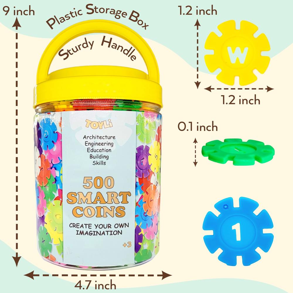 TOYLI Smart Coins 500 Pieces Interlocking Discs Set, STEM Connectors ...