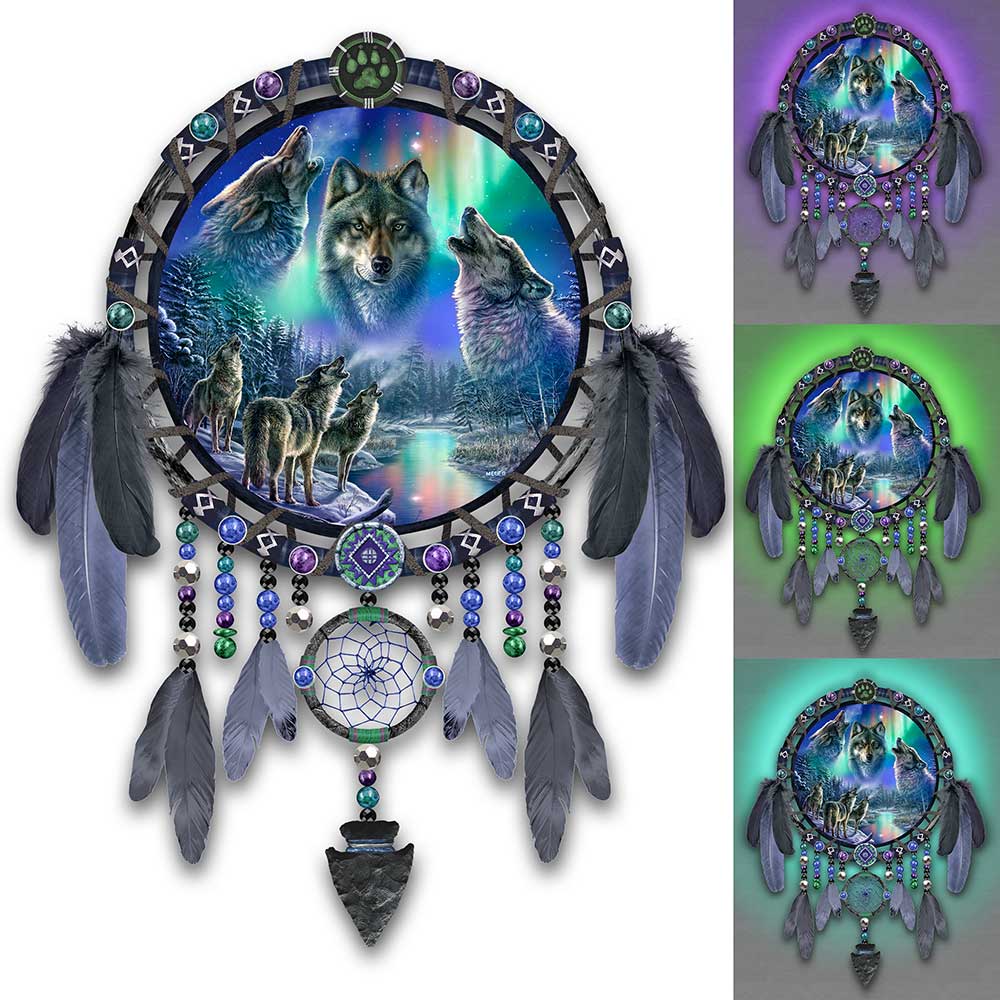The Bradford Exchange Natural Wonder Aurora Borealis Illuminated Dreamcatchers Wall Decoration ...