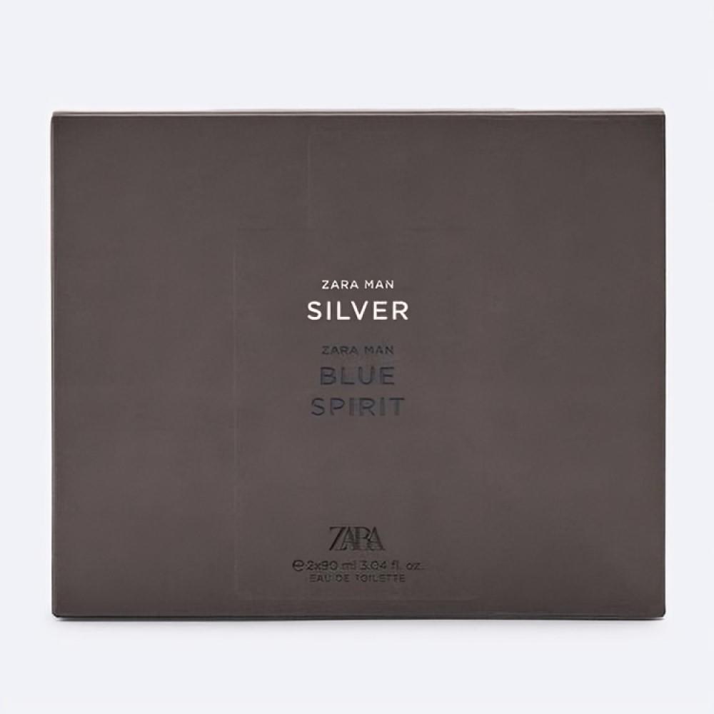 Zara Man Silver + Blue Spirit Cologne for Men Fragrance Set EDT Eau De ...