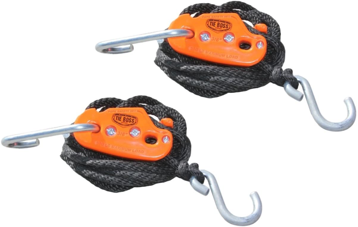 Tie Boss Tie Down System - Orange - 10' x 3/8" Diameter Rope - Pack of 2