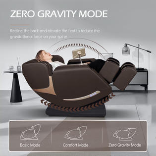 Real Relax Full Body Zero Gravity Massage Chair with Dual core S Track LCD Remote Bluetooth Heating Favor 04 ADV Brown