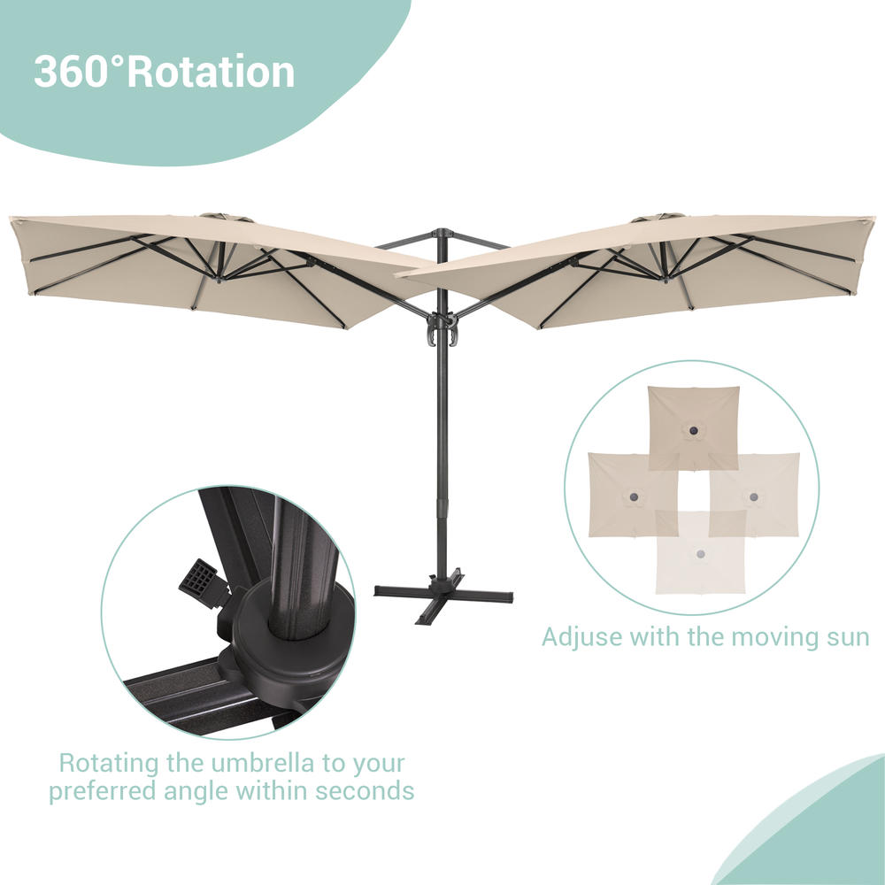 FLAME&SHADE 9×9FT Cantilever Patio Umbrella with 360° Rotation and ...