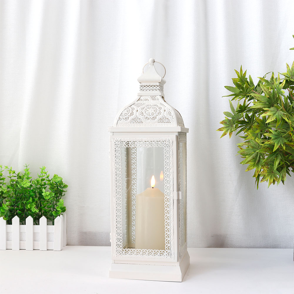 JHY design Rustic Style Metal Candle Lantern 19'' High Decorative ...