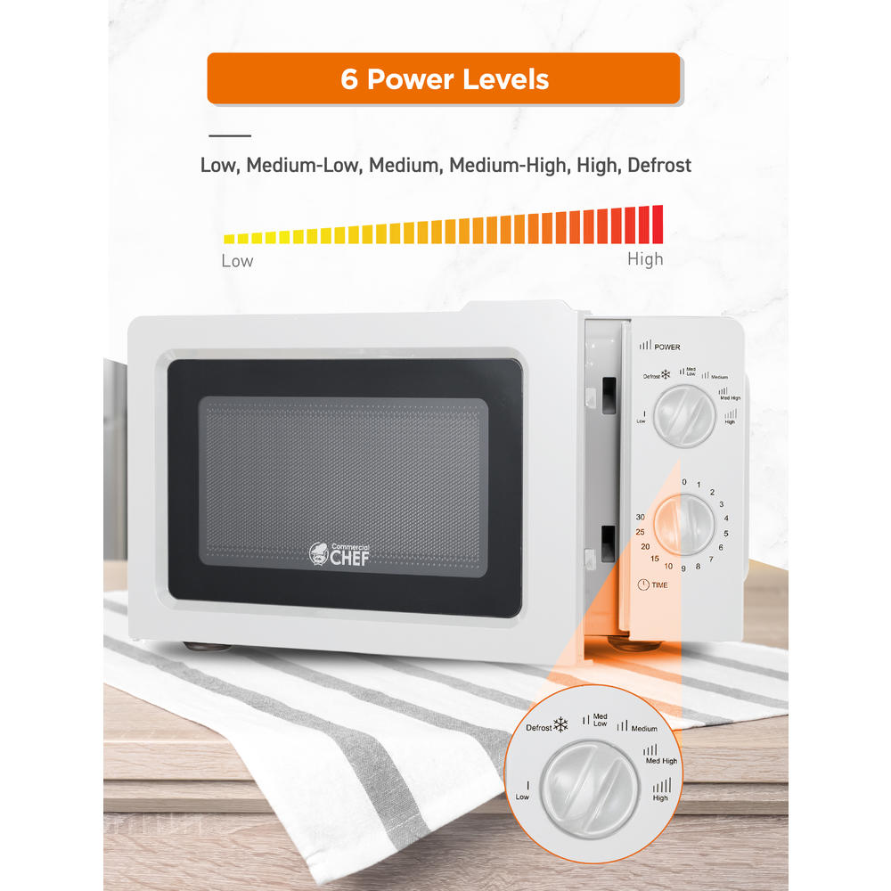 Commercial Chef 600W Countertop Microwave Oven, 0.6 Cu. Ft., White, CHM660W