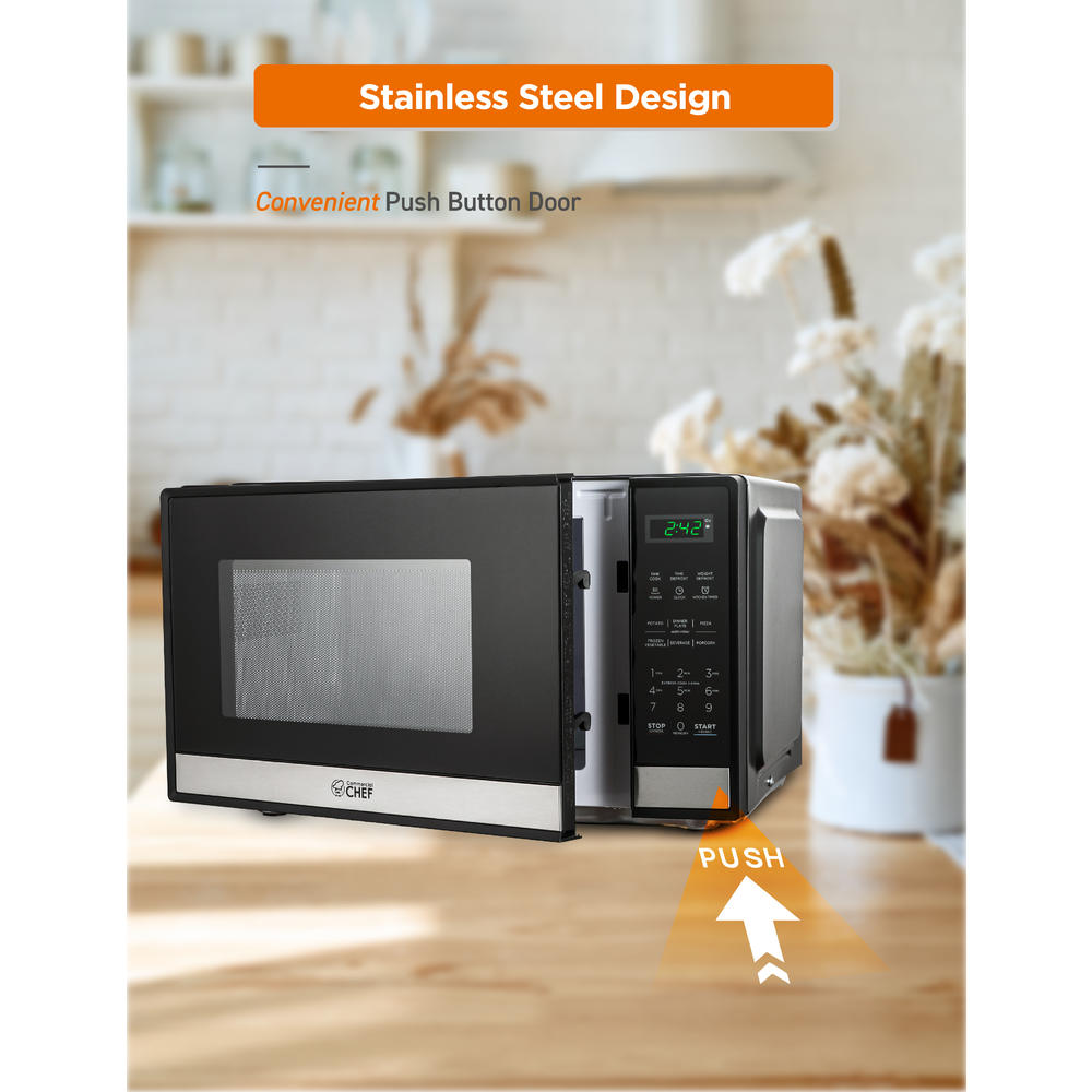 Commercial Chef 900W Countertop Microwave Oven, 0.9 Cu. Ft., Stainless ...