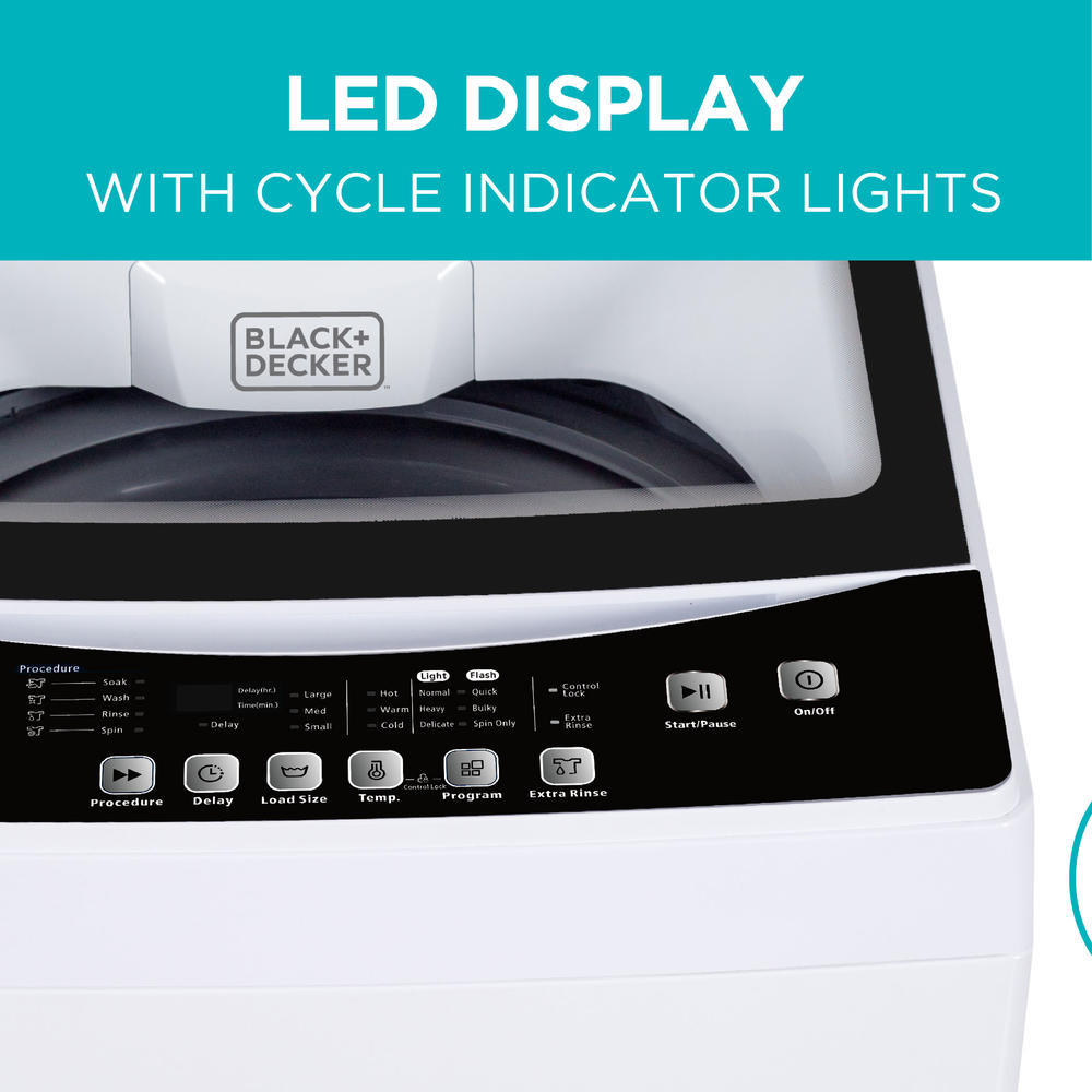 BLACK+DECKER 3.0 Cu. Ft. Portable Compact Washing Machine with 6 Cycles ...