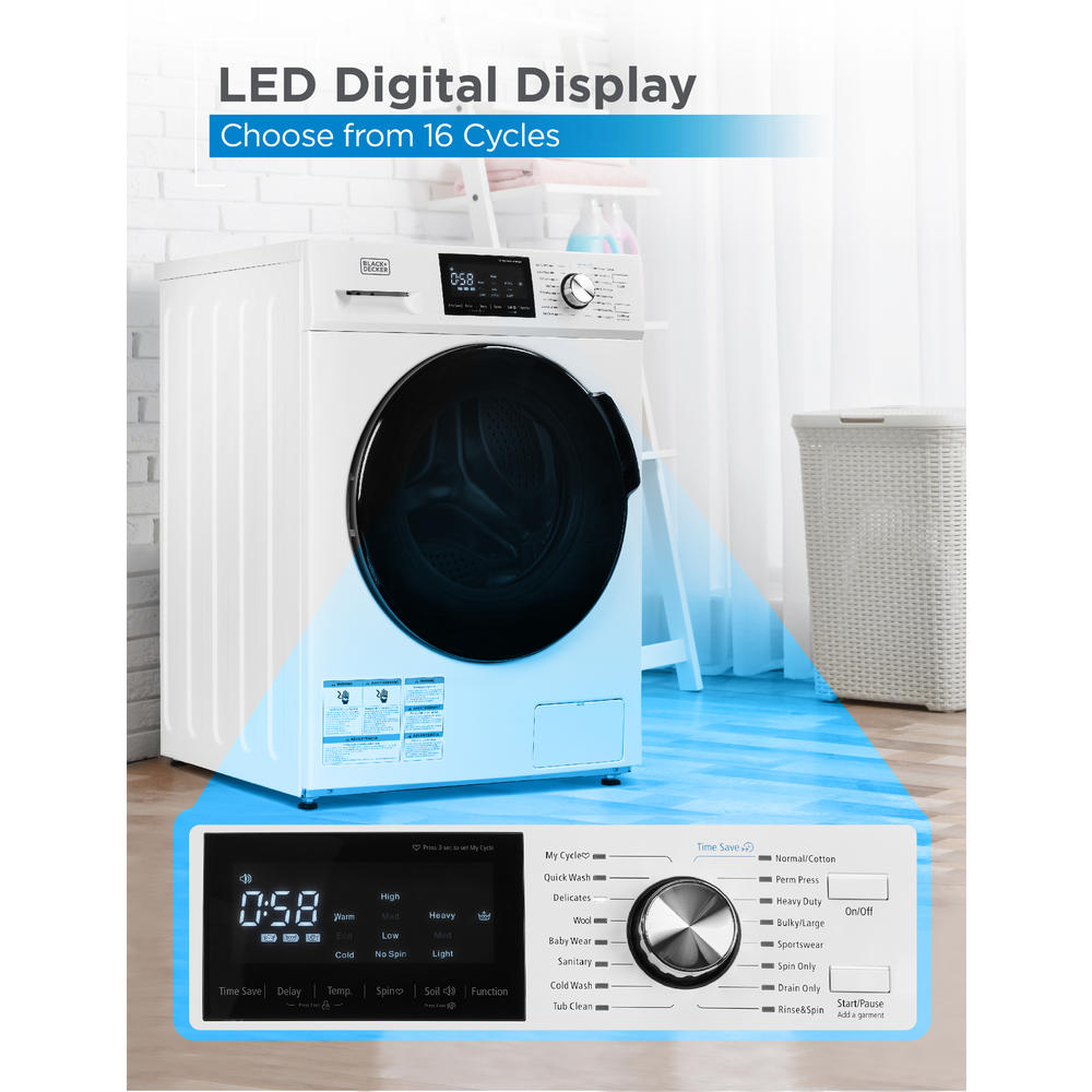 BLACK+DECKER Front Load Washer, 2.7 Cu. Ft. Energy Star Compact Washing ...
