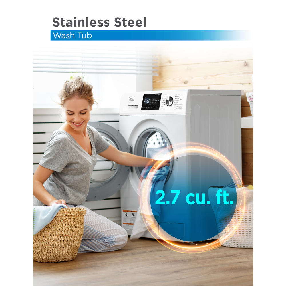 BLACK+DECKER Front Load Washer, 2.7 Cu. Ft. Energy Star Compact Washing ...