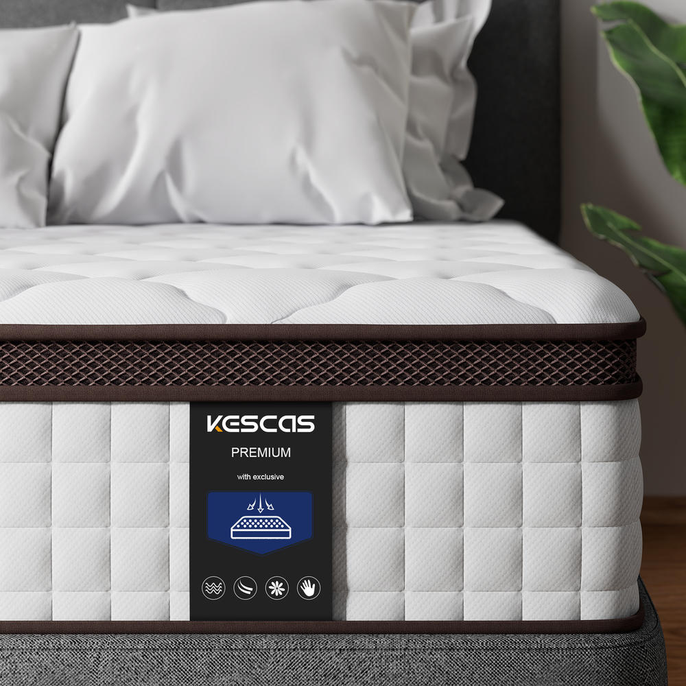 Kescas 10 Inch Memory Foam Pocket Spring Mattress Twin Full Queen ...