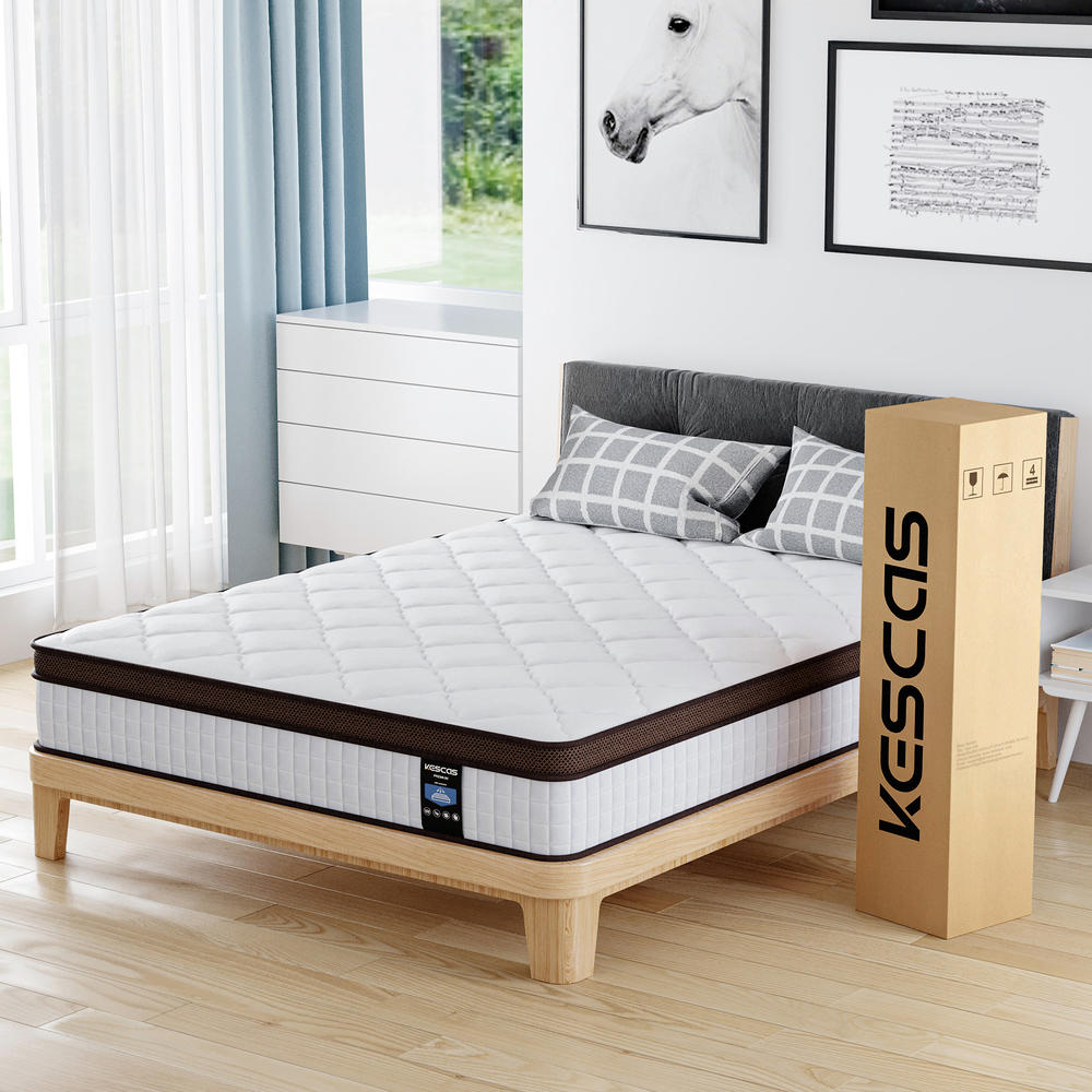 Kescas 12" Hybrid Mattress Memory Foam Pocket Coils - Twin/ Twin XL ...