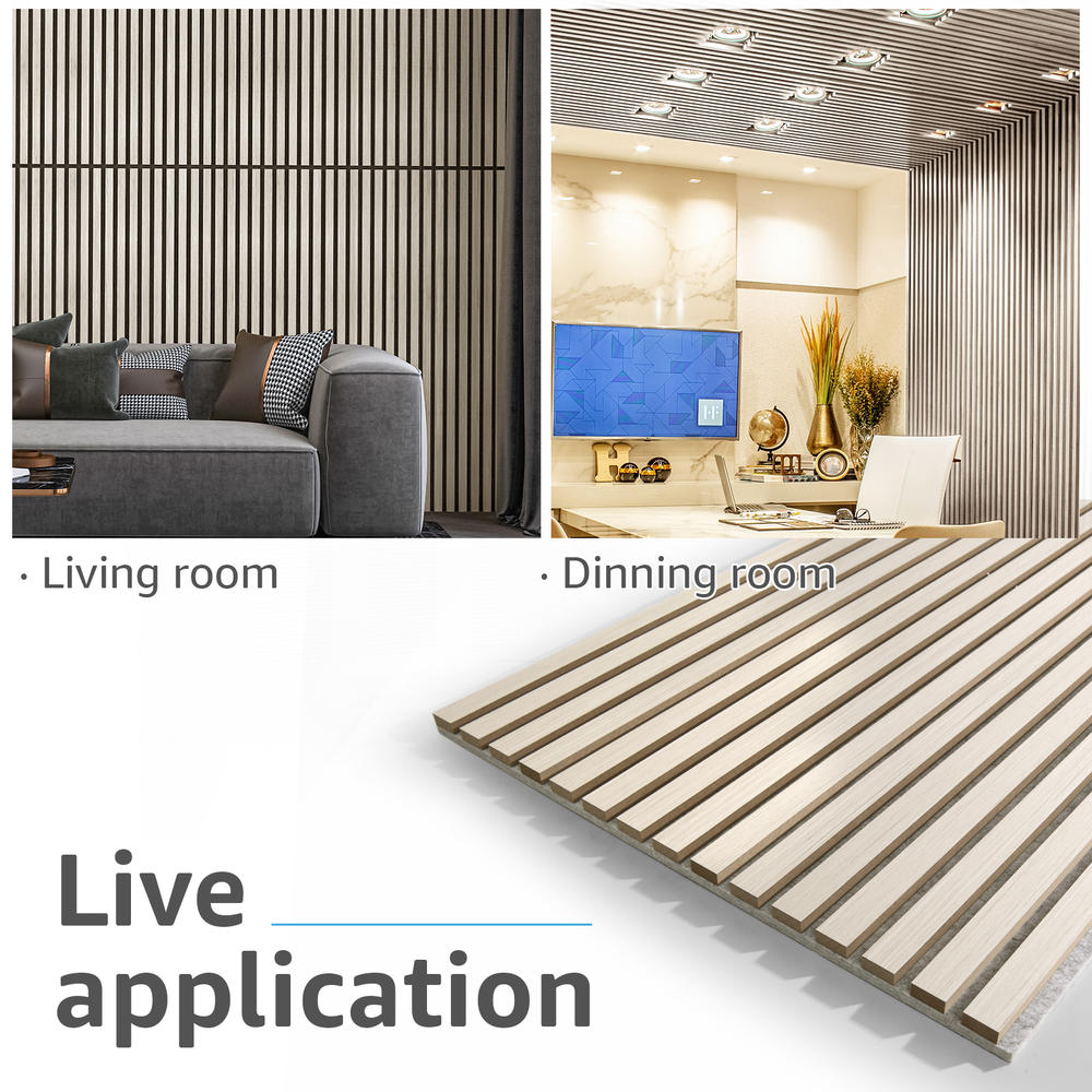 Art3d 4-Piece 3D Fluted Wood Slat Acoustic Panels，Sound Absorbing Decor ...