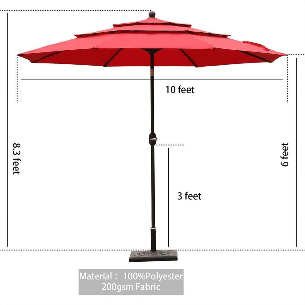 Aoodor 10ft 3 Tier Patio Umbrella - Stylish Outdoor Market Umbrella ...