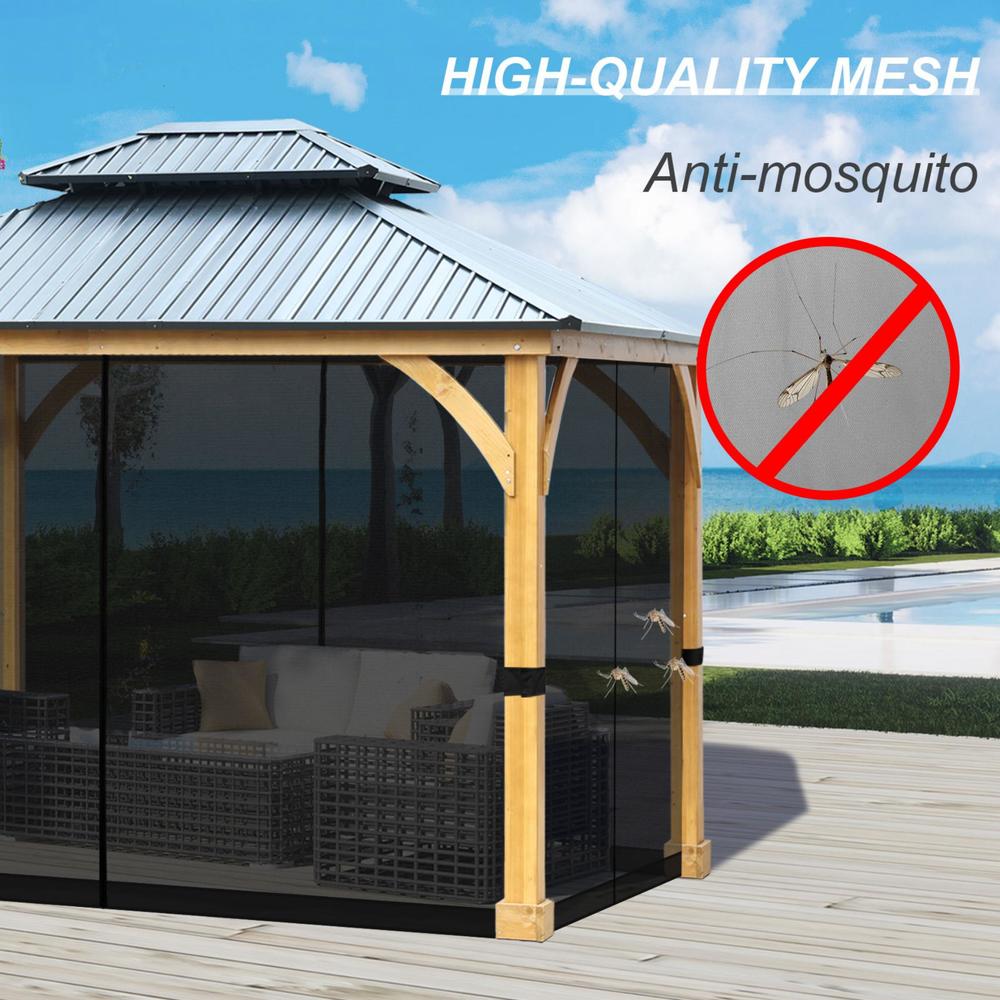 Aoodor Universal 12 x 12 ft. Gazebo Replacement Mosquito Netting Screen ...