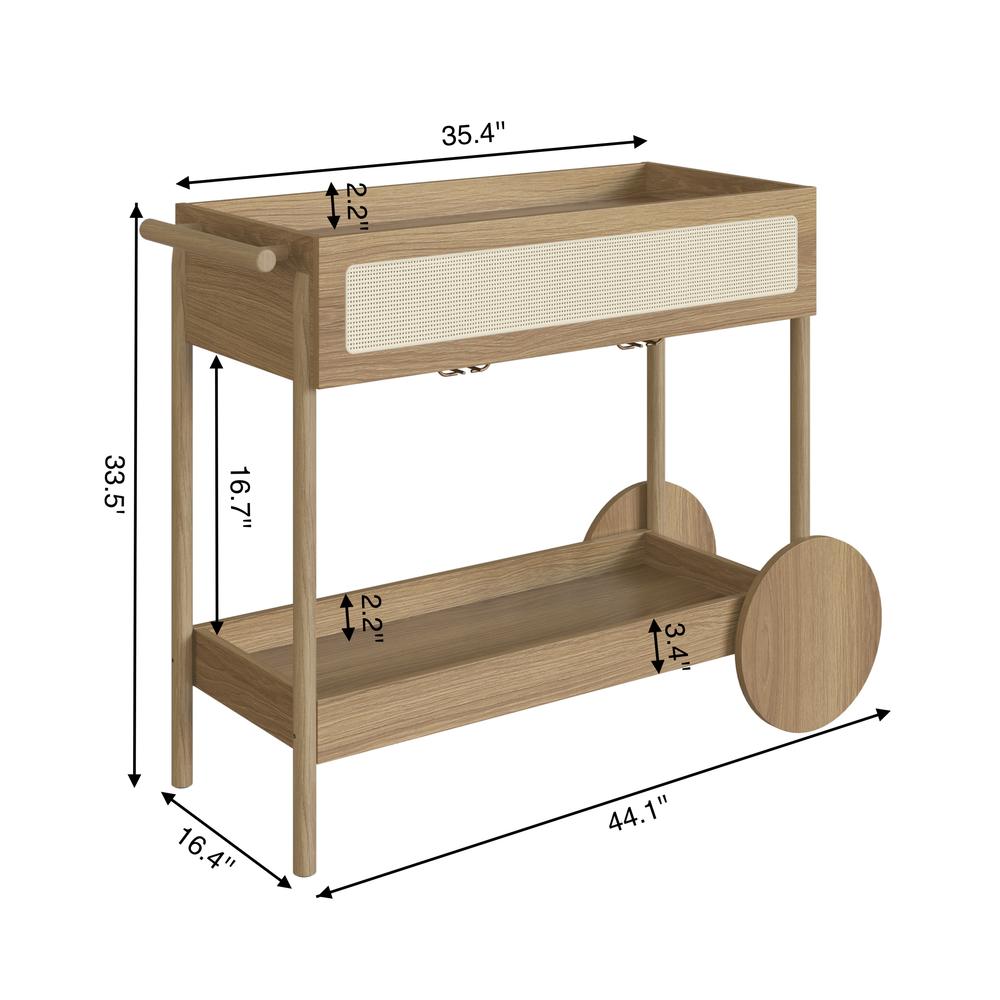 Kybeledecor Boho Bar Cart Wood Legs And Rattan Accent