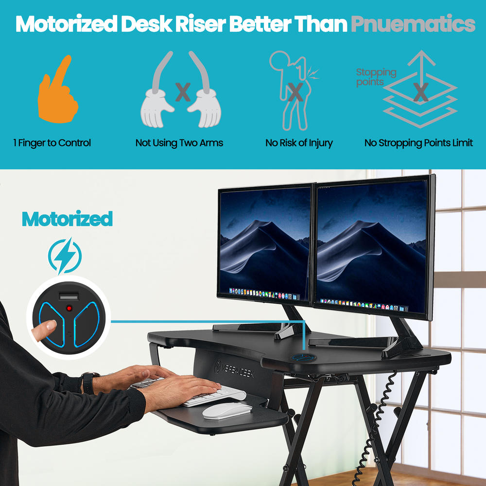 Versadesk PowerPro 36" Standing Desk Converter, Electric Height ...
