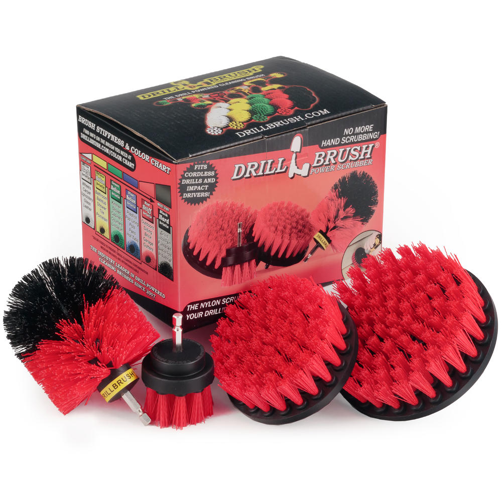 Drillbrush Stiff Bristle Nylon Cordless Drill Powered Spinning Brush