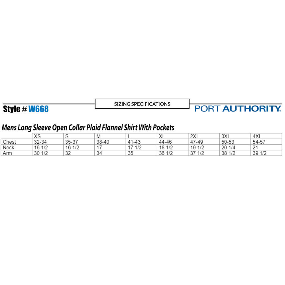 Port Authority W668 Mens Long Sleeve Open Collar Plaid Flannel Shirt ...