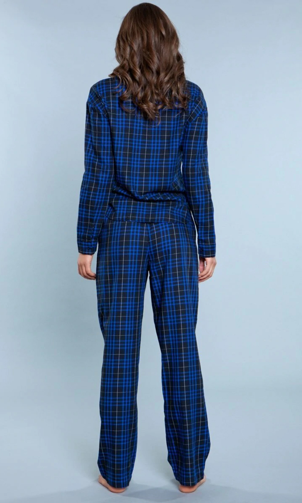 Be Wicked WOMEN'S PLAID PAJAMA SET RED NAVY BLUE & WHITE 100% COTTON