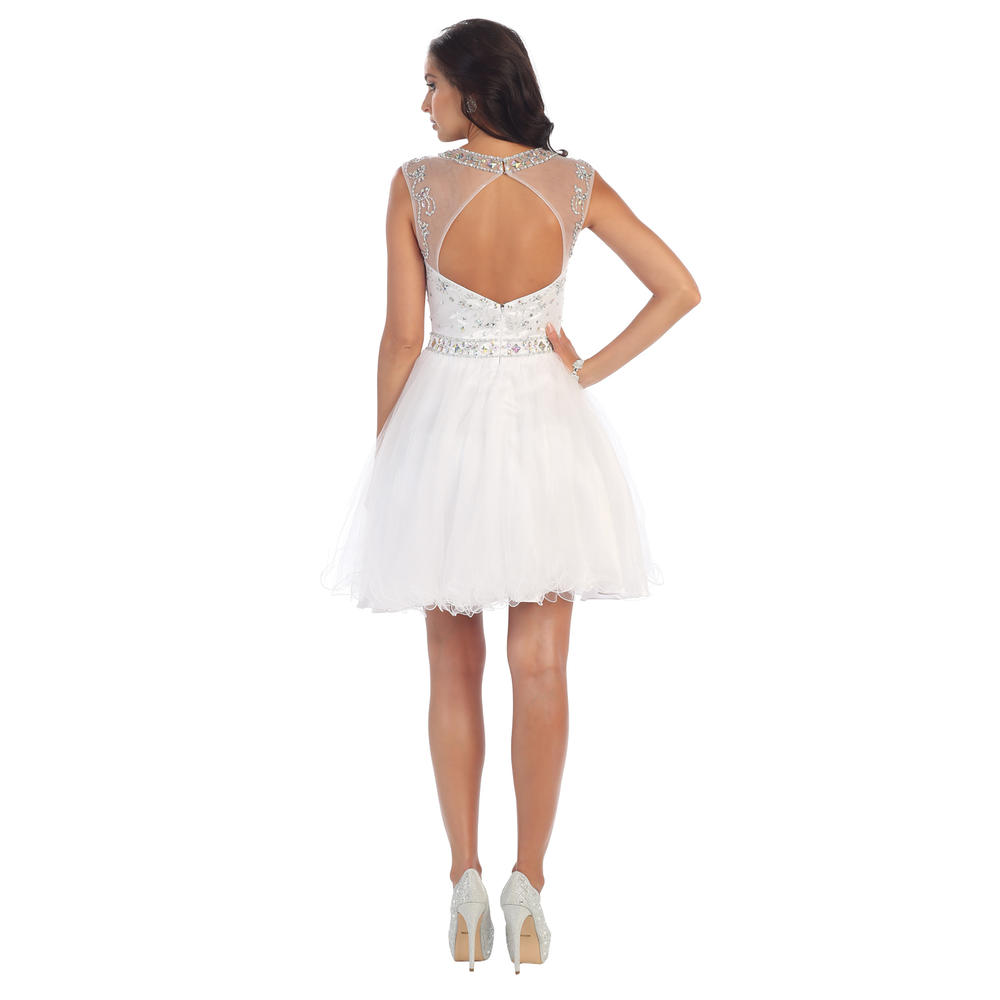 Designer SALE! DIAMOND SHAPED BACK SHORT PROM DRESS SEMI FORMAL ...