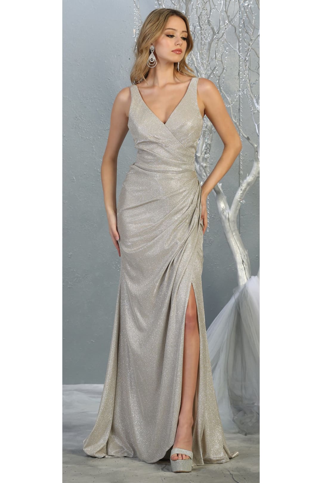 Designer Red Carpet Metallic Formal Dress