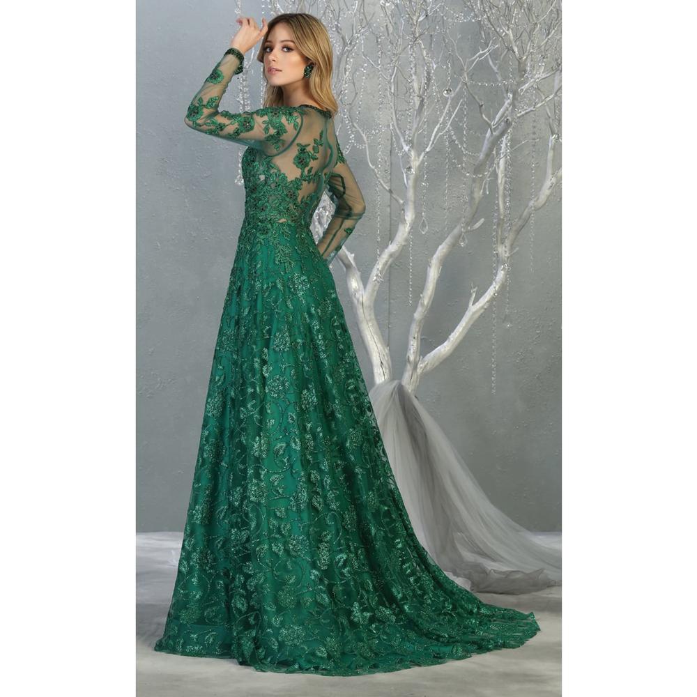 Designer Red Carpet Long Sleeve Formal Evening Gown