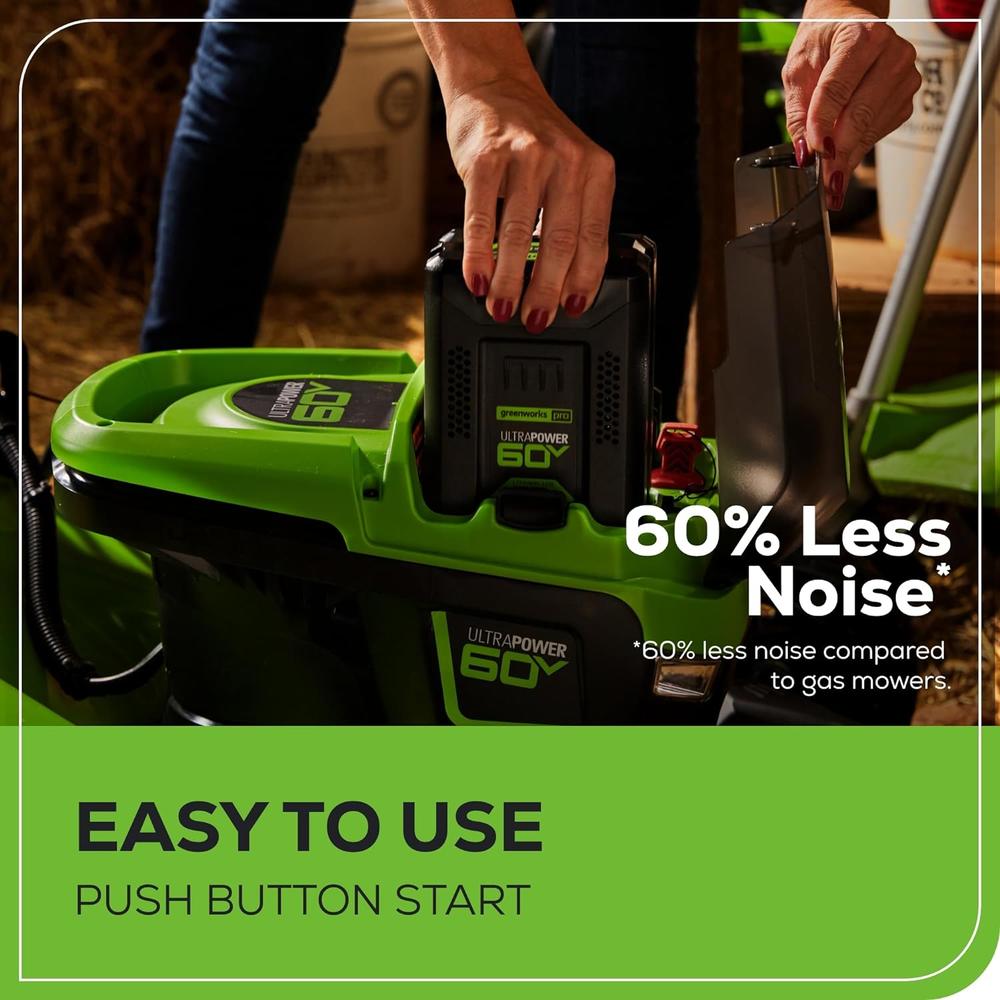 Greenworks 60V 21” Cordless (Push) Lawn Mower (LED Lights + Aluminum ...