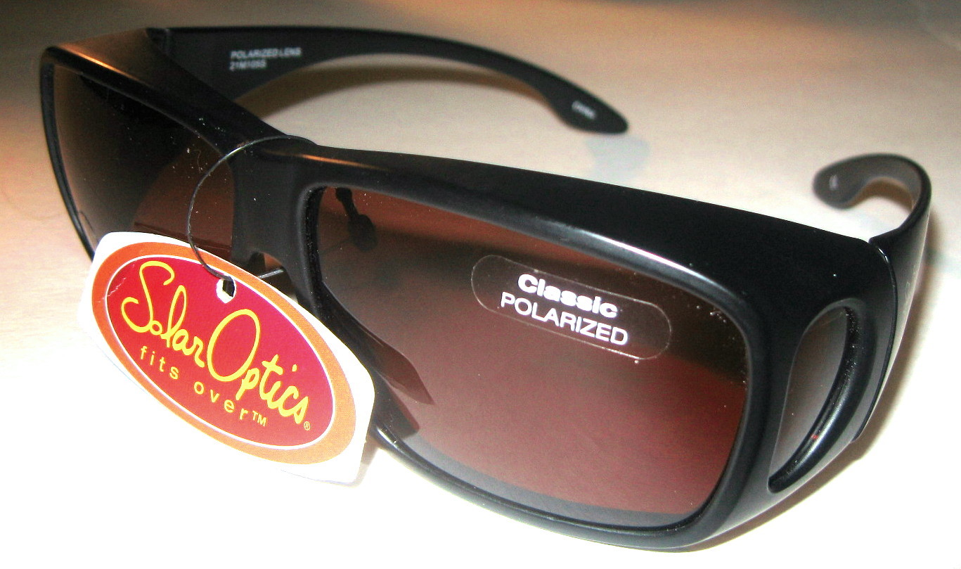 Solar Optics Sunglasses - Fits Over Eye Glasses - Black with Brown ...