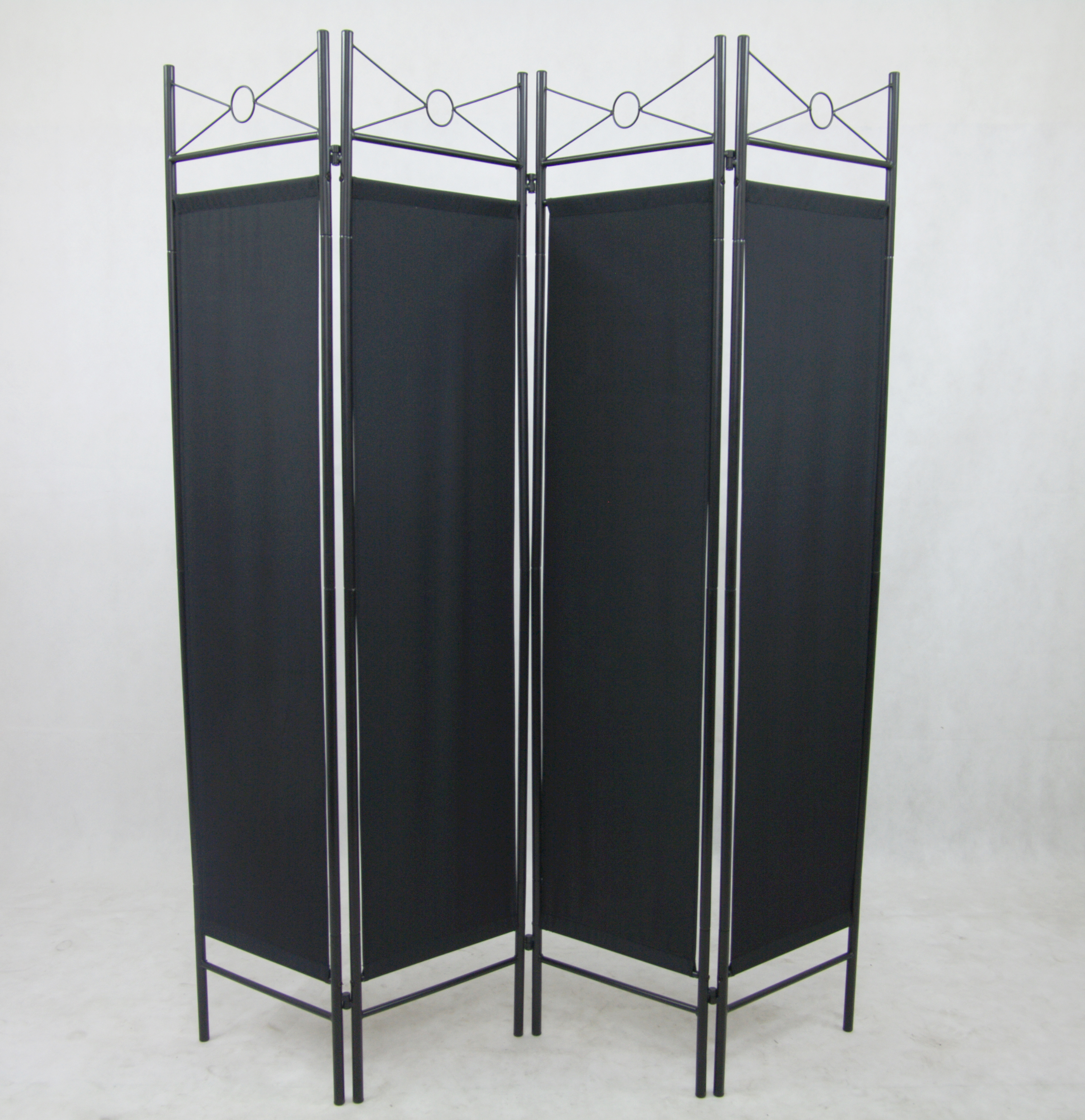 Legacy Decor 4 Panel Black Color Metal and Woven Fabric Room Divider ...