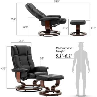 Mcombo leather soft swiveling recliner chair with wrapped swiveling wood base and matching ottoman store