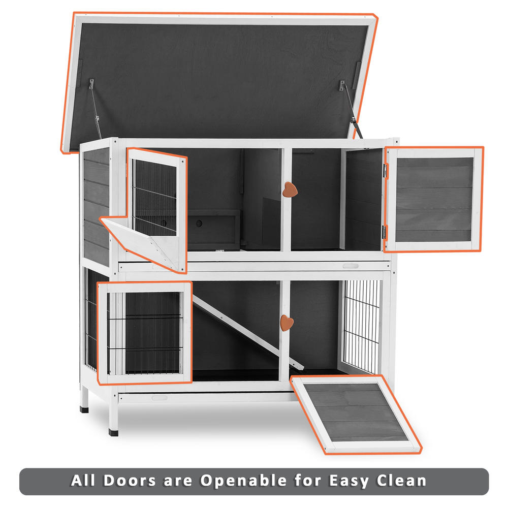 Lovupet Rabbit Hutch Cage with Pull Out Tray, 2 Stroy Outdoor Indoor ...