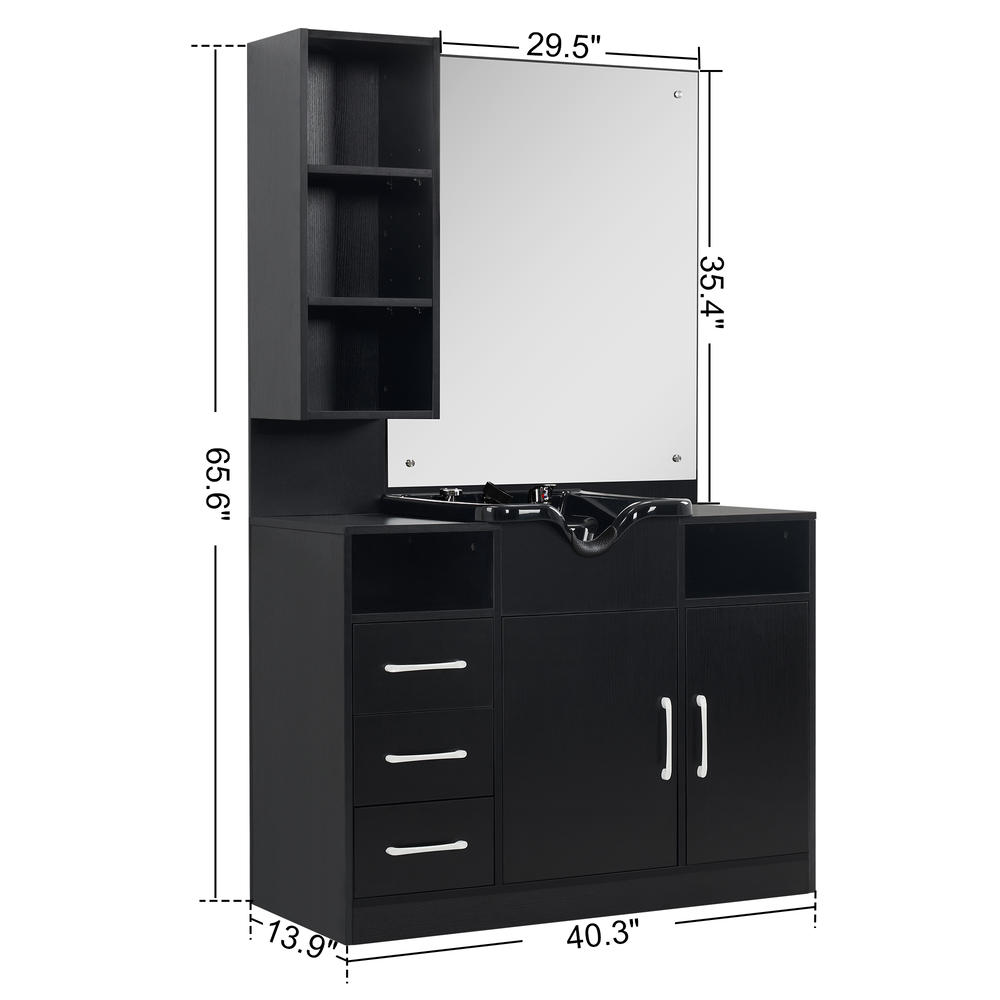 Barberpub Wall Mount Cabinet Barber Station with Mirror and Shampoo ...