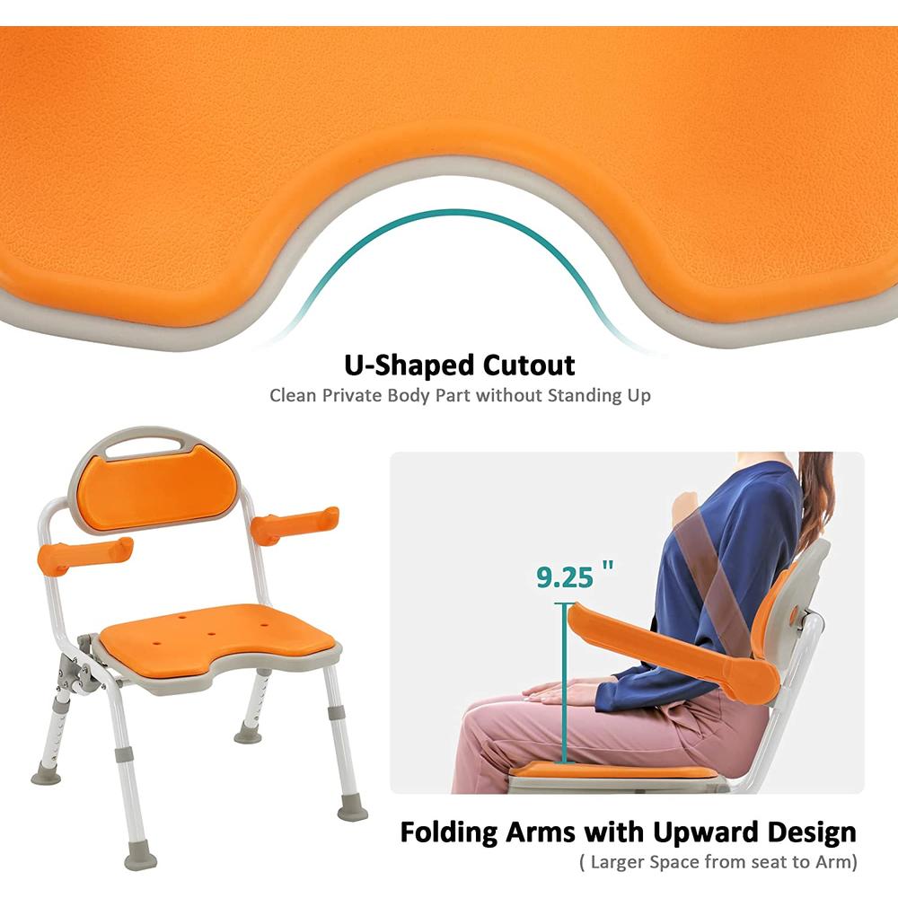 Mcombo Shower Chair with Cutout for Elderly, No Assembly Needed ...